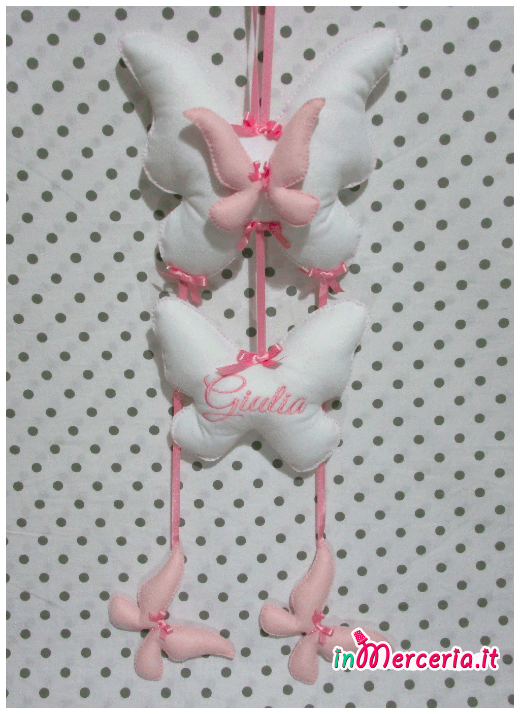 Fiocco nascita farfalla con farfalline per “Giulia” – Gift – Ricamo e ...