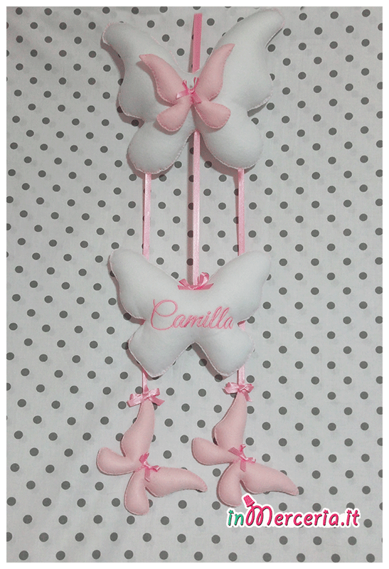 Fiocco nascita farfalla con farfalline per “Camilla” – Gift – Ricamo e ...